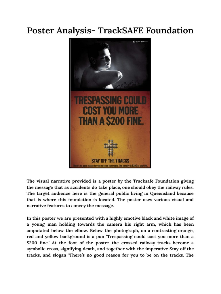 Poster Analysis - TrackSAFE Foundation | PDF | Composition (Visual Arts)