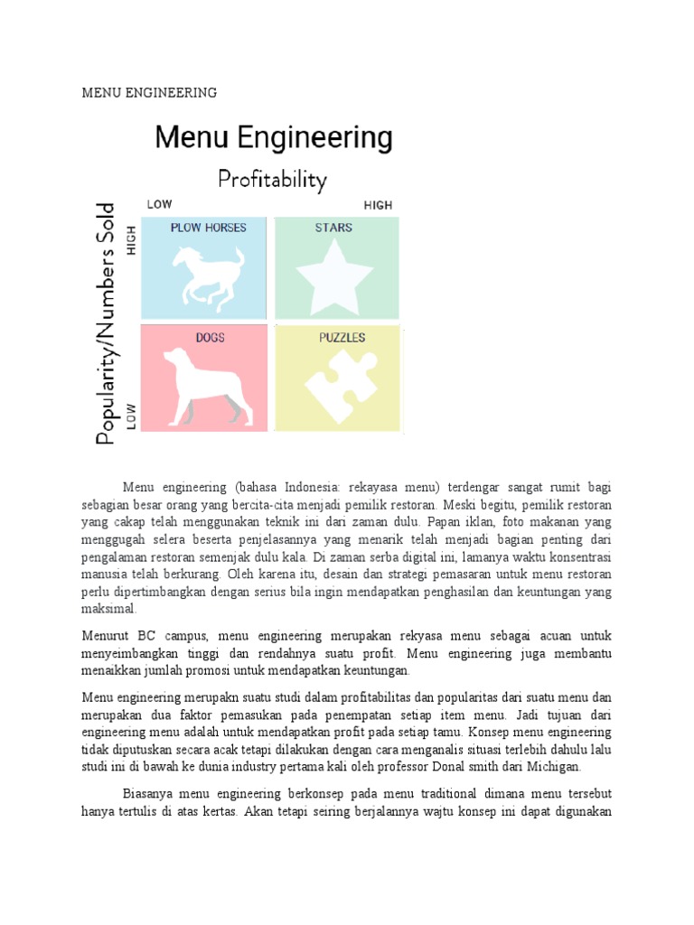 Menu Engineering | PDF