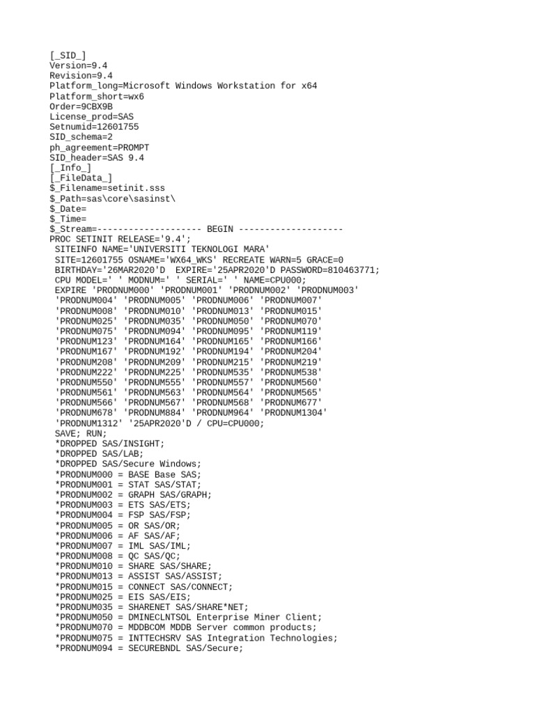 SAS94 9CBX9B 12601755 Win X64 WRKSTN | PDF | Sas (Software) | Databases