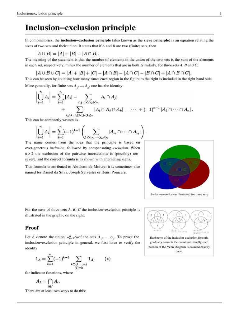 Inclusion Exclusion Principle | PDF | Mathematics | Mathematical Concepts