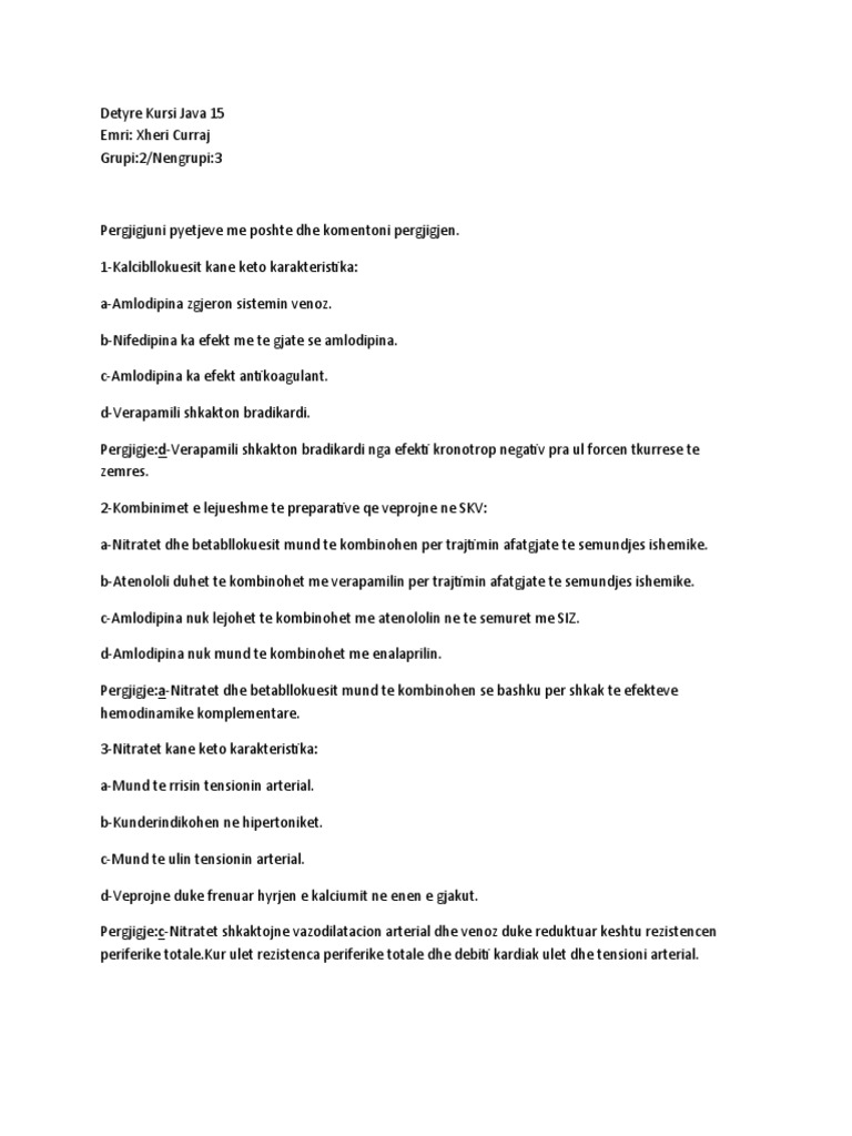 Detyre Kursi Java 15 Farmakologji | PDF