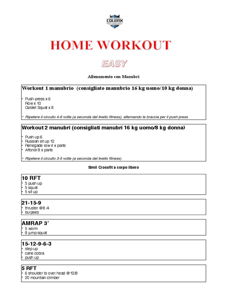 HomeWorkout - Luigi Colbax | PDF
