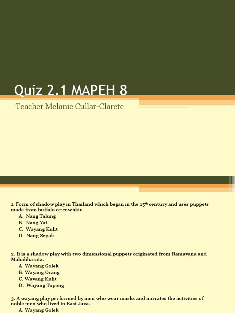 Mapeh 8 Quiz | PDF