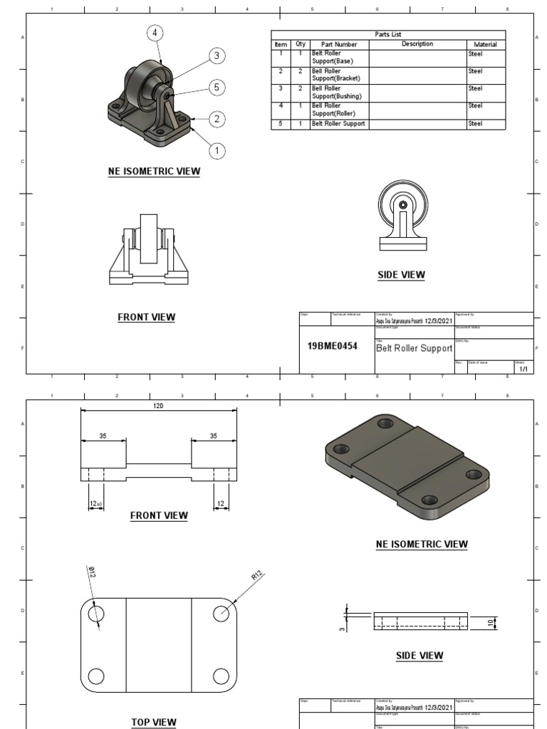 Belt Roller Support Assembly Drawing | PDF