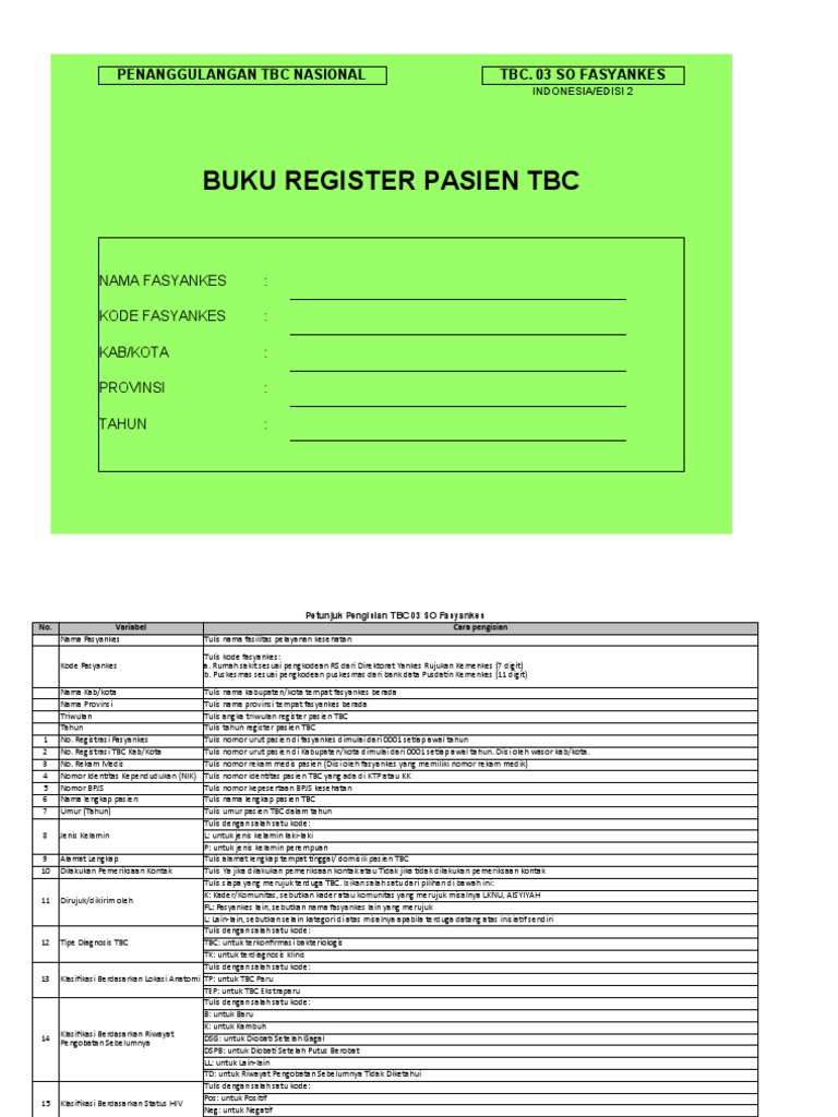 Panduan Register Pasien TBC | PDF