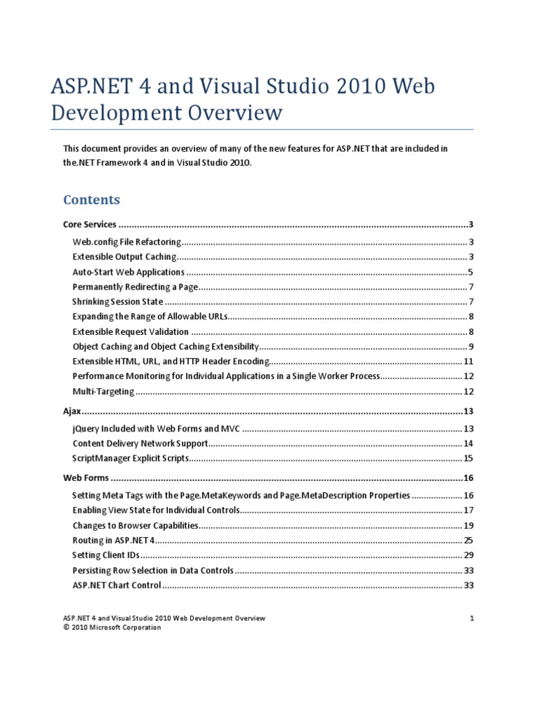 ASP NET 4 and Visual Studio 2010 Web Development Overview | PDF