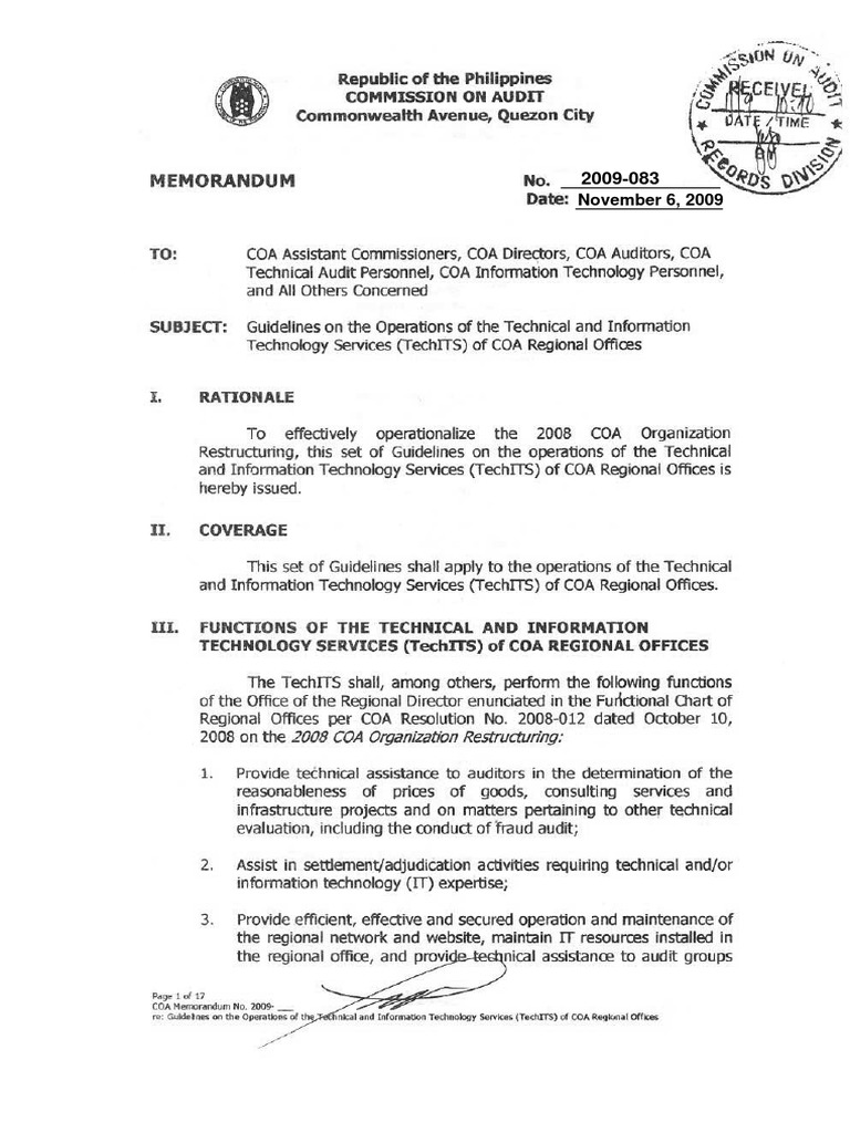 COA Memorandum 2009-083 Threshold | PDF