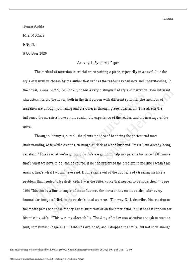 Activity 1 Synthesis Paper | PDF