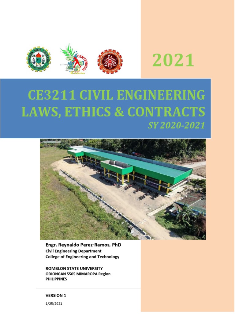 Ce3211 Civil Engineering Laws, Ethics & Contracts: Engr. Reynaldo Perez ...