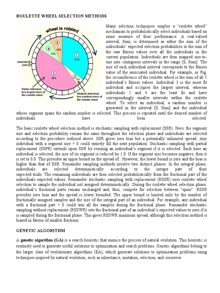 Roulette Wheel Selection in Genetic Algorithms | PDF | Genetic ...