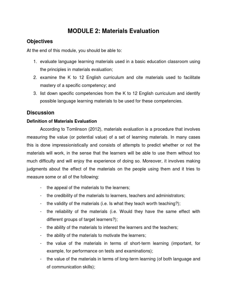 Module 2 El 105 | PDF | Evaluation | Learning