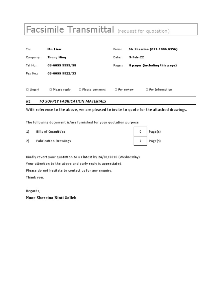 Fax Transmittal Form | PDF