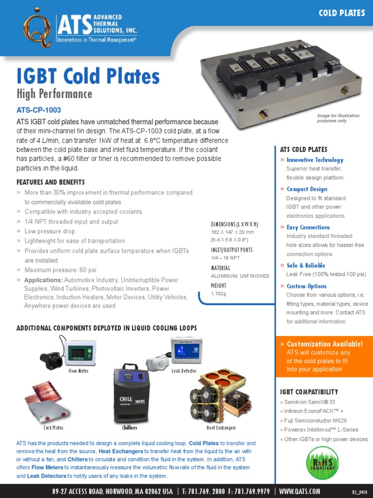 Cold Plate ATS CP 1003 | PDF | Flow Measurement | Equipment