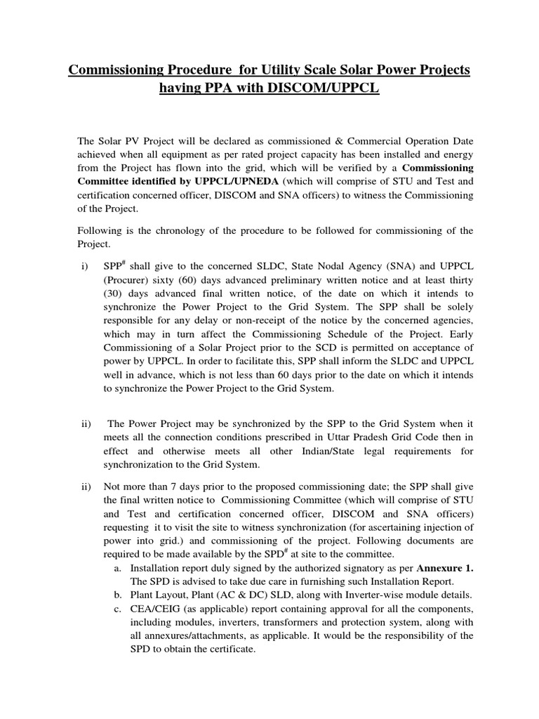 Commissioning Procedure Final | Download Free PDF | Photovoltaic System ...