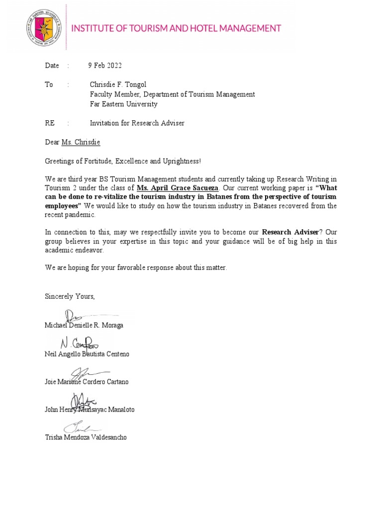 Invitation For Research Adviser (Signed) | PDF