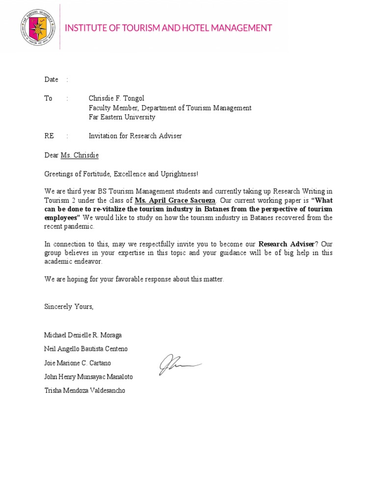 Invitation For Research Adviser | PDF | Self-Improvement