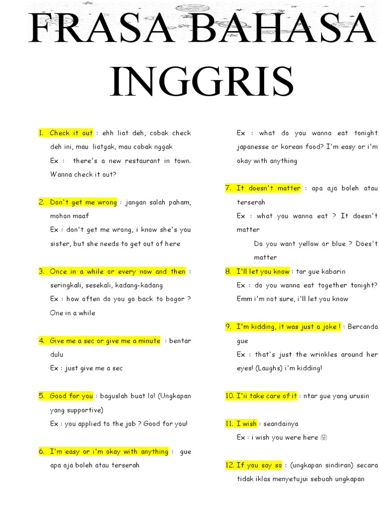 Frasa Bahasa Inggris | PDF