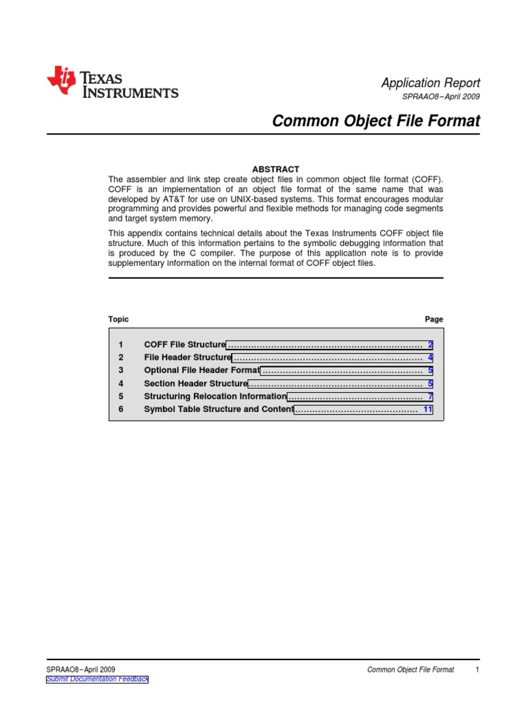 Common Object File Format by Texas Instruments | PDF | Pointer ...