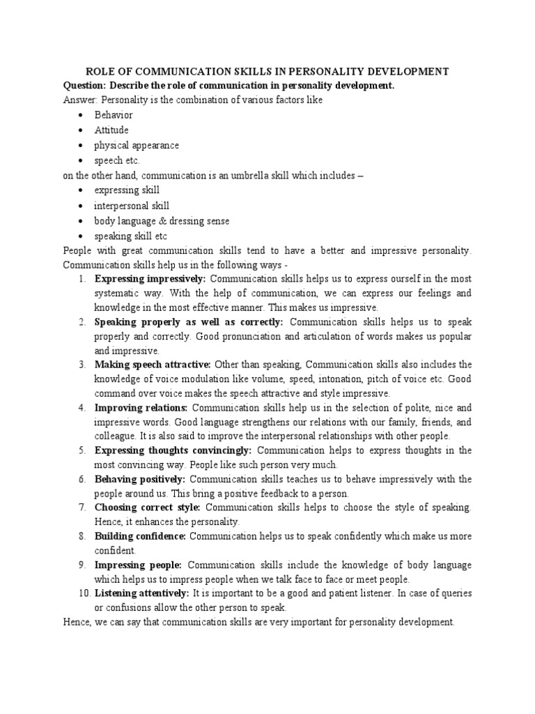 Role of Communication | PDF | Communication | Body Language