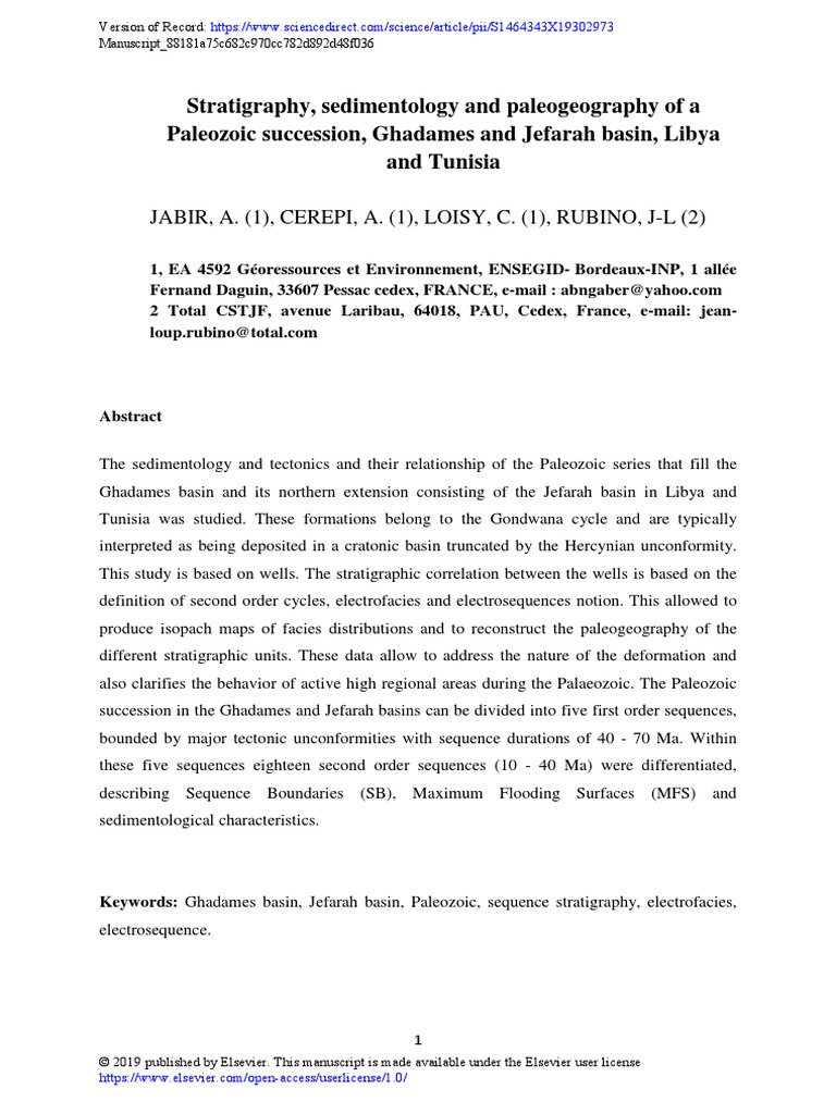 Stratigraphy, Sedimentology and Paleogeography of A Paleozoic ...
