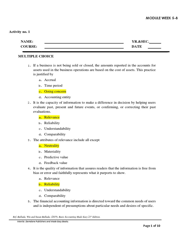 Module 2 Answer Key | PDF | Equity (Finance) | Debits And Credits