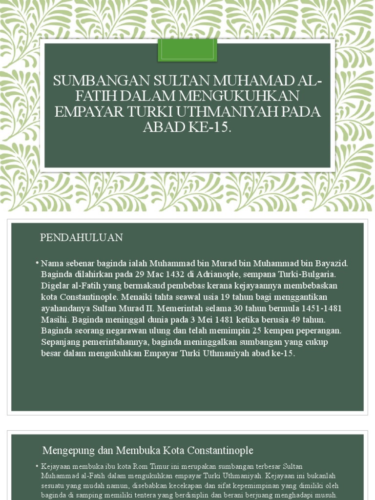 Sumbangan Sultan Muhamad Al-Fatih Dalam Mengukuhkan Empayar Turki | PDF | Perjalanan