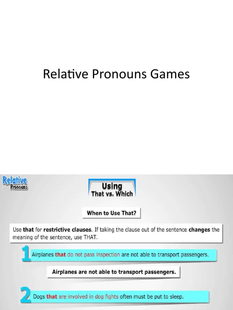 Relative Pronouns Games | PDF