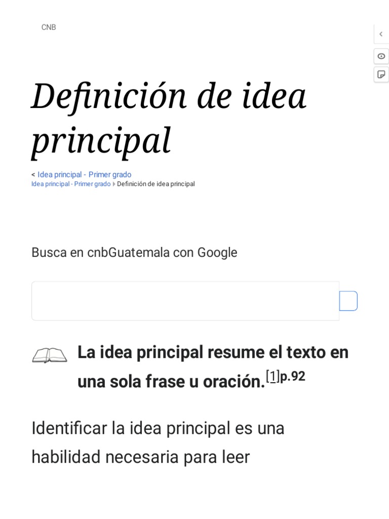 Definición de la Idea Principal | PDF | Oración (Lingüística) | Cognición