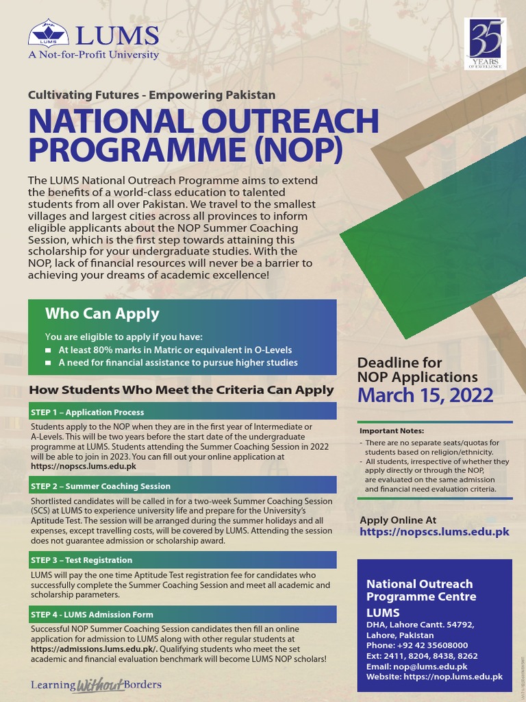 Lums Nop Program | PDF | University And College Admission | Academia