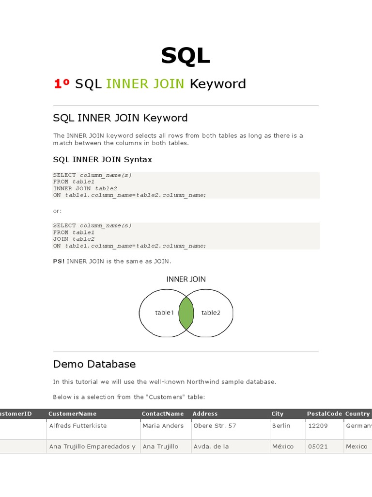 SQL Keyword: Inner Join | PDF | Information Retrieval | Data Management Software