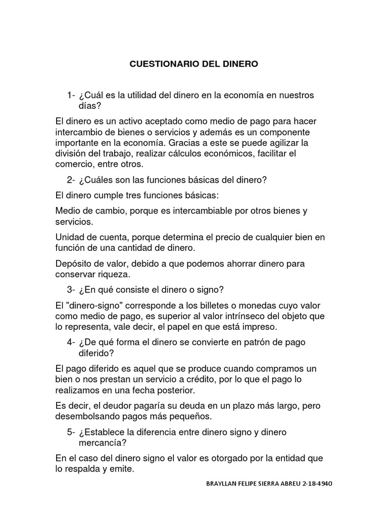 Funciones y Tipos de Dinero en Economía | PDF | Dinero | Oferta de dinero