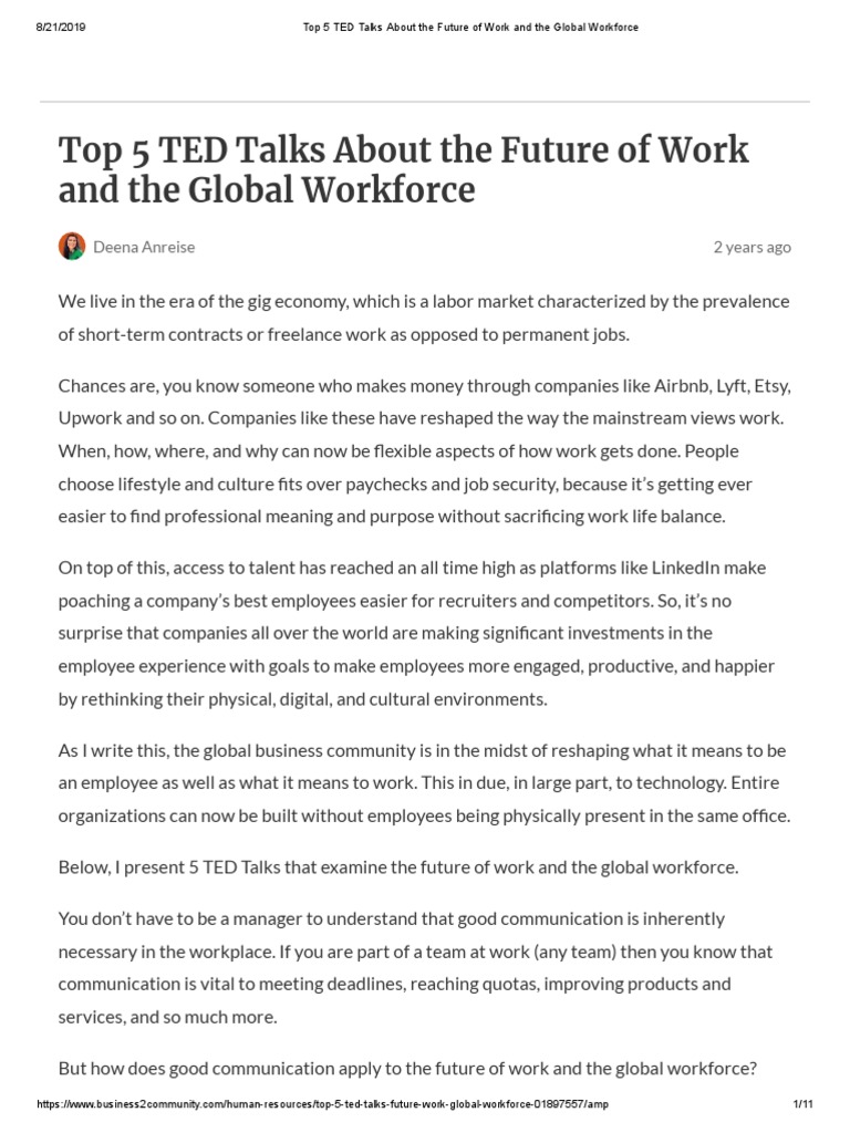 Top 5 TED Talks | PDF | Employment | Conducting