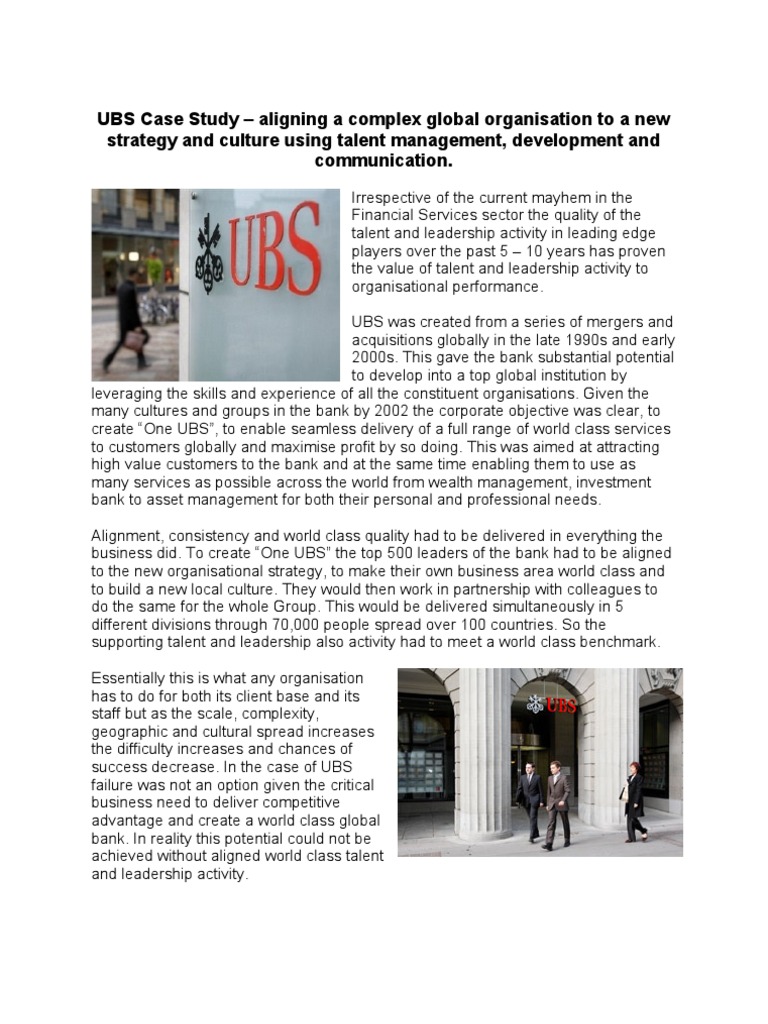 Ubs Case Study | PDF | Ubs | Leadership