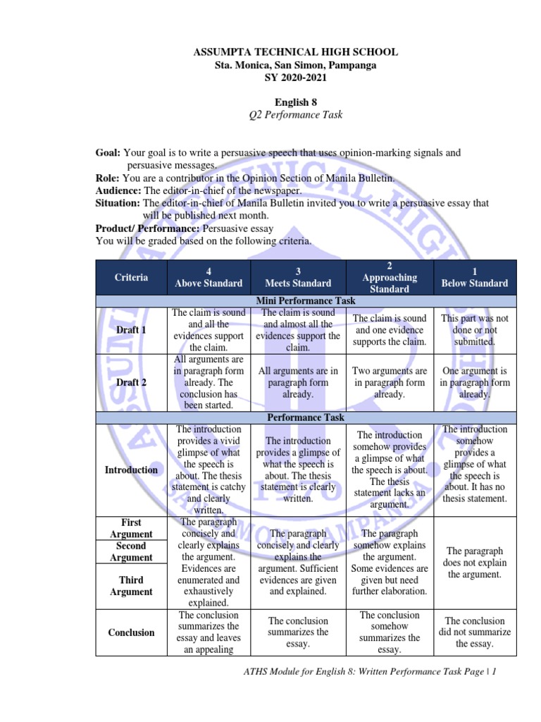 Persuasive Messages.: Q2 Performance Task | PDF | Essays | Thesis