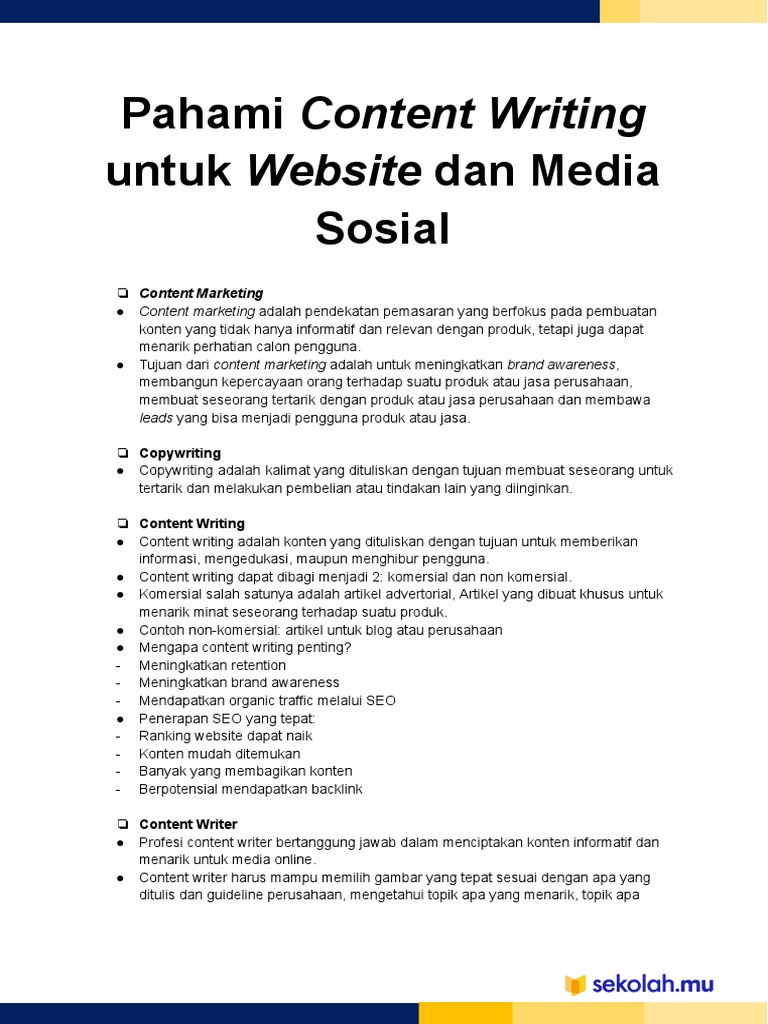 Panduan Content Writing | PDF | Karier & Perkembangan
