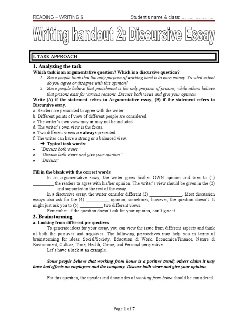 Argumentative vs Discursive Essays Guide | PDF | Teachers | Essays