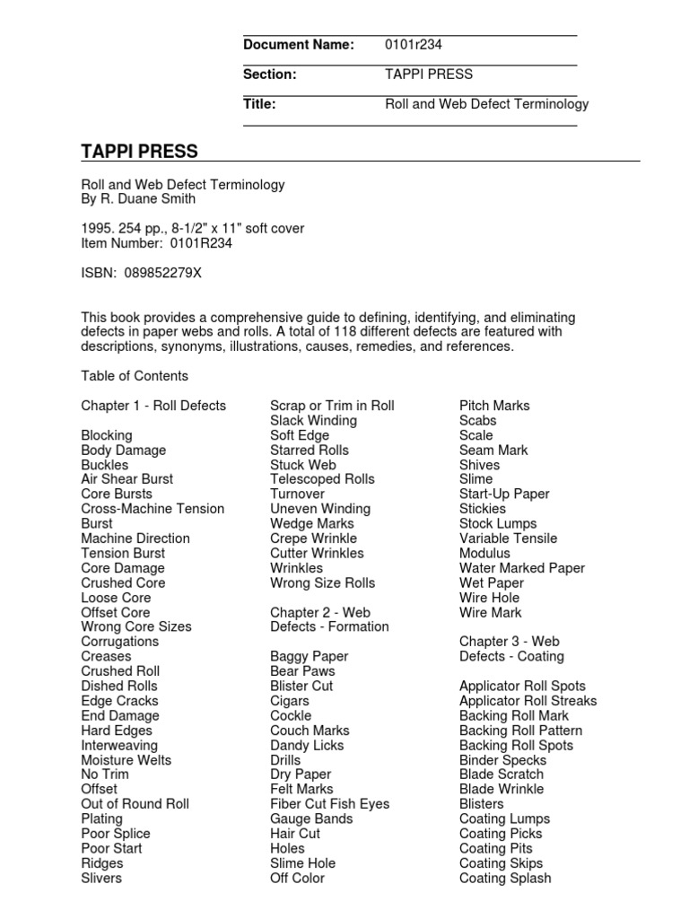 Tappi Press: Document Name: 0101r234 Section: TAPPI PRESS Title: Roll ...