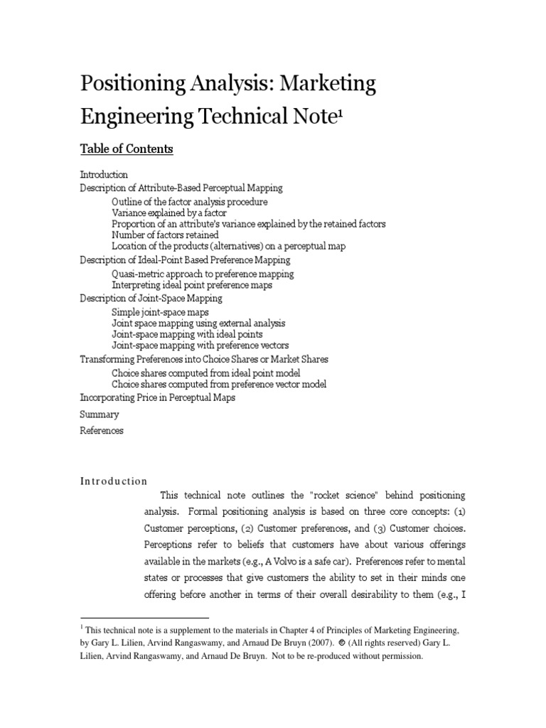 TN05 - Positioning Technical Note | PDF | Factor Analysis | Matrix (Mathematics)
