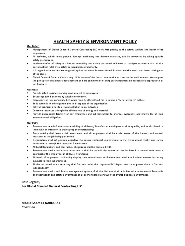 HSE Policy | PDF | Occupational Safety And Health | Safety
