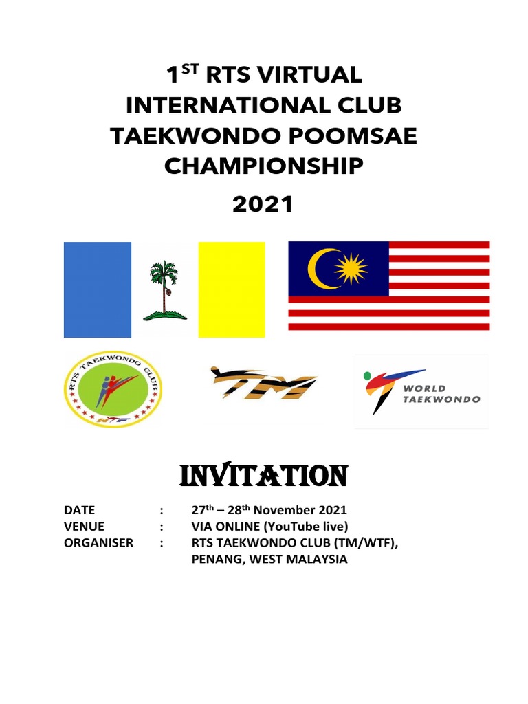 1st Rts Virtual International Club Taekwondo Poomsae Championship 2021 | PDF | Taekwondo