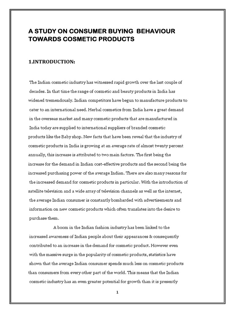 Consumer Buying Behaviour Towards Cosmetic Products | PDF | Behavior ...