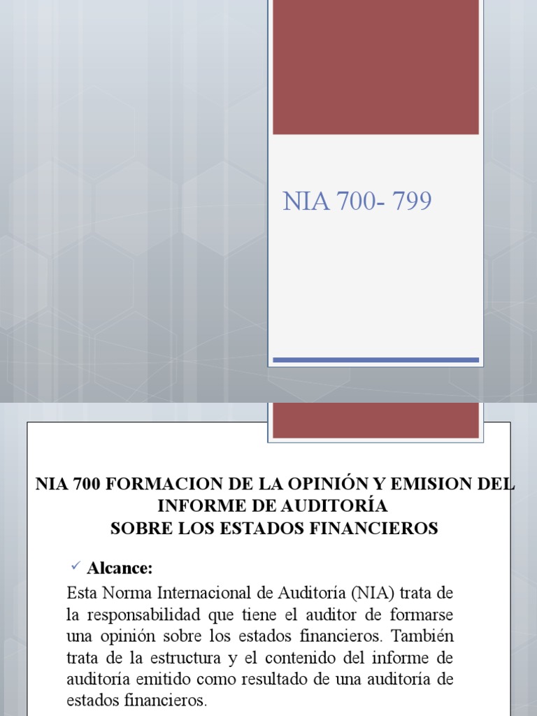 Nia 700 - 799 | PDF | Auditoría | Contralor