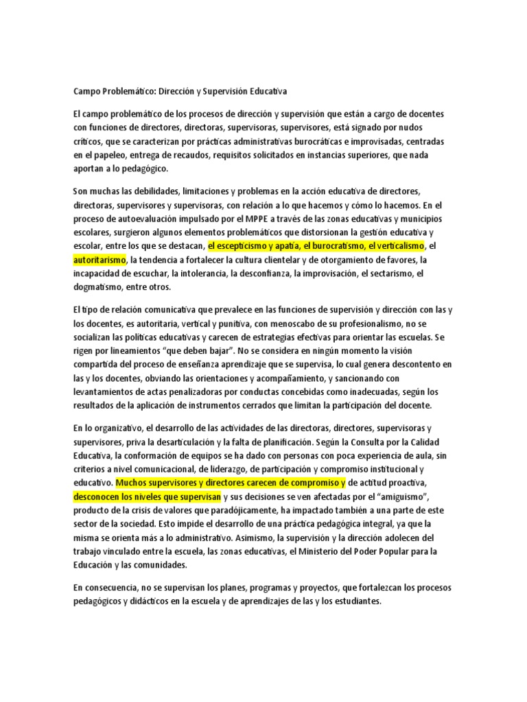 Campo Problemático | PDF | Evaluación | Maestros