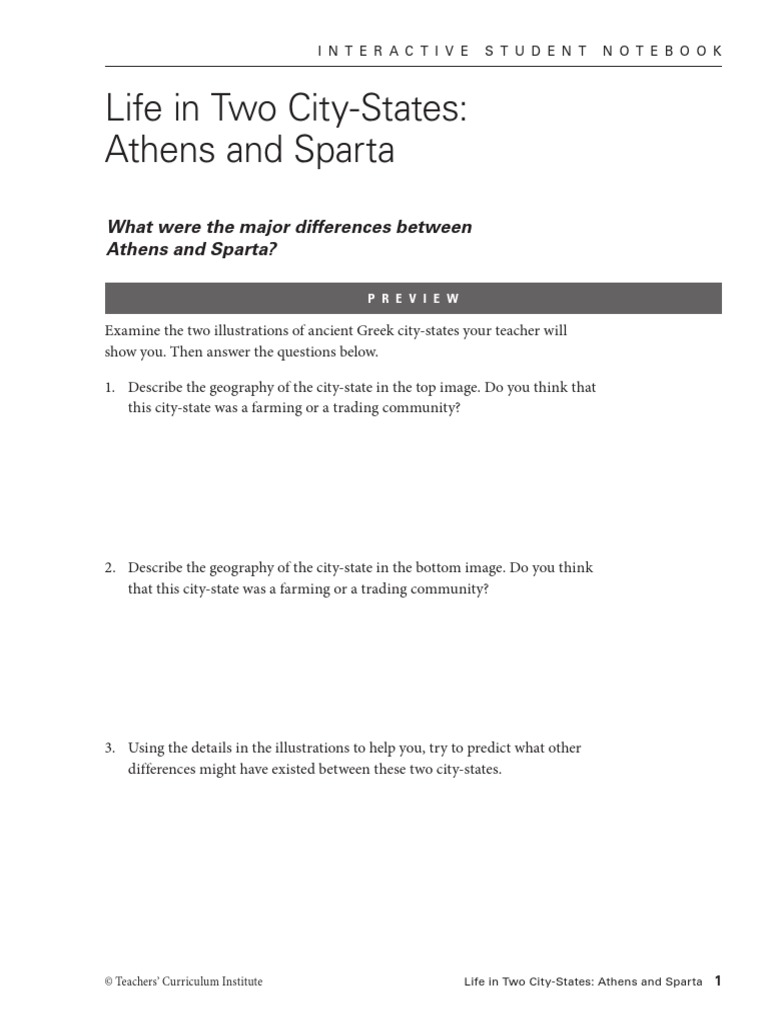 Life in Two City-States: Athens and Sparta | PDF | Sparta | Athens