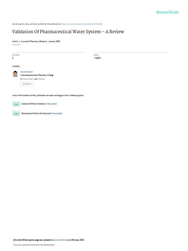 Water Validation | PDF | Verification And Validation | Drinking Water