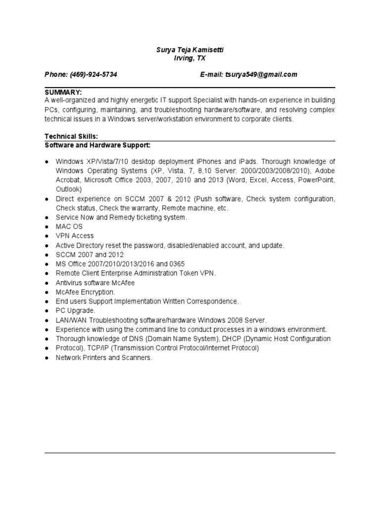 IT Support Specialist Resume | PDF | Microsoft Windows | Group Policy