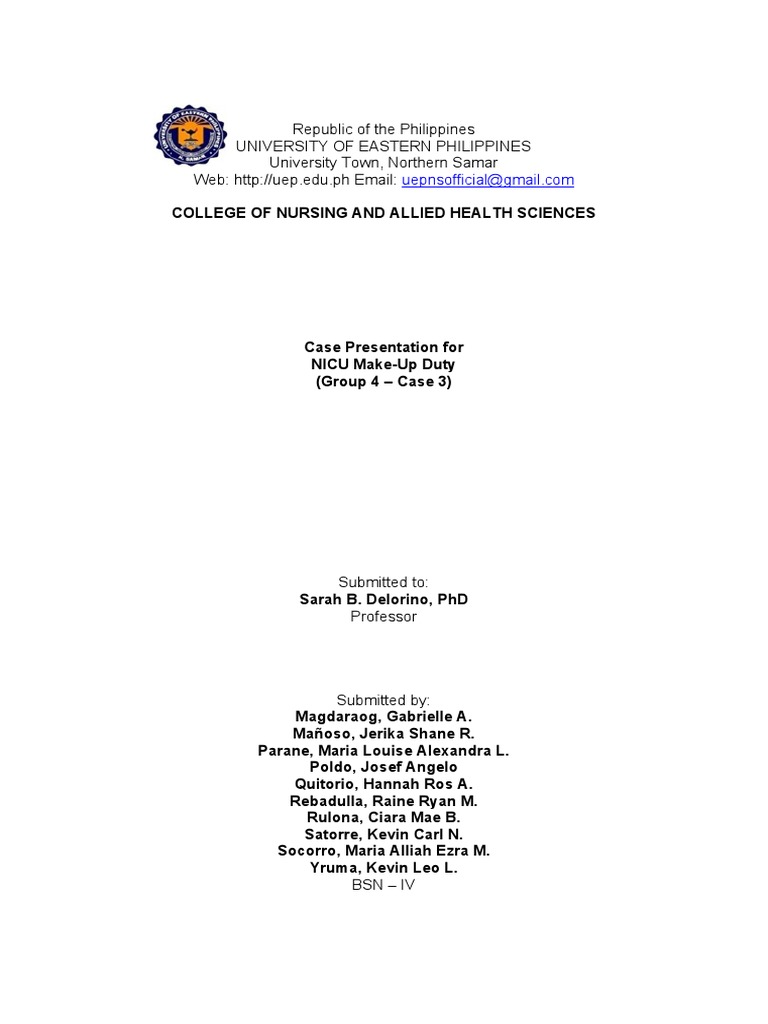 Group 4 - Nicu Case Study | PDF | Respiratory Tract | Lung