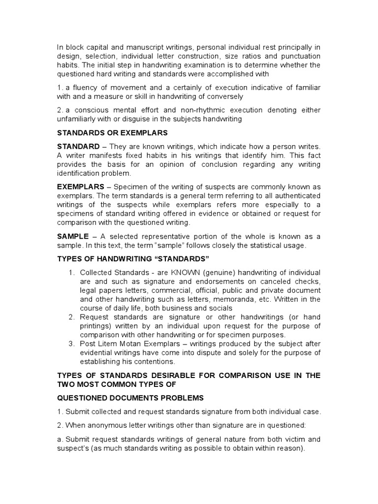 Handwriting Examination: Procedures for Collecting and Analyzing ...