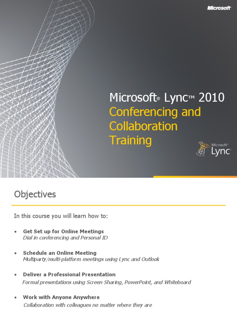 Microsoft Lync 2010 Conferencing and Collaboration Training | PDF | Web ...