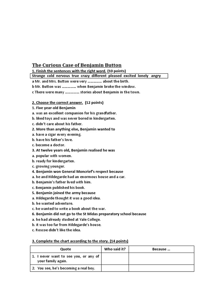 The Curious Case of Benjamin Button | PDF